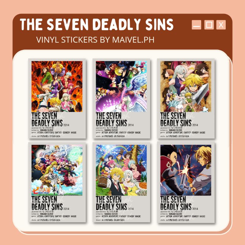 The Seven Deadly Sins Minimalist Poster Waterproof Vinyl Stickers Decor ...
