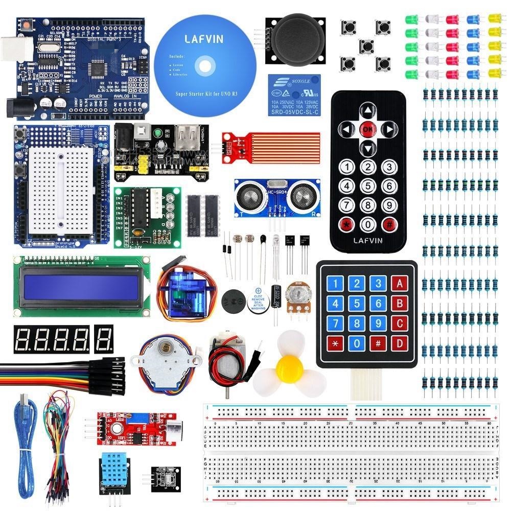 Uno-Starter Kit for Arduino Uno R3, placa de desenvolvimento e suporte, motor de passo, Servo ...
