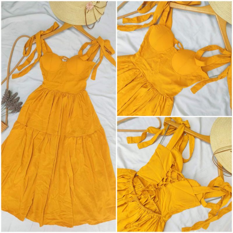 Millenia | Dress | self tie sleeveless, corset type, crisscross back ...