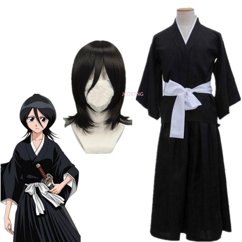 New Anime Bleach Kuchiki Rukia Cosplay Costume Rukia Kuchiki Wigs and ...