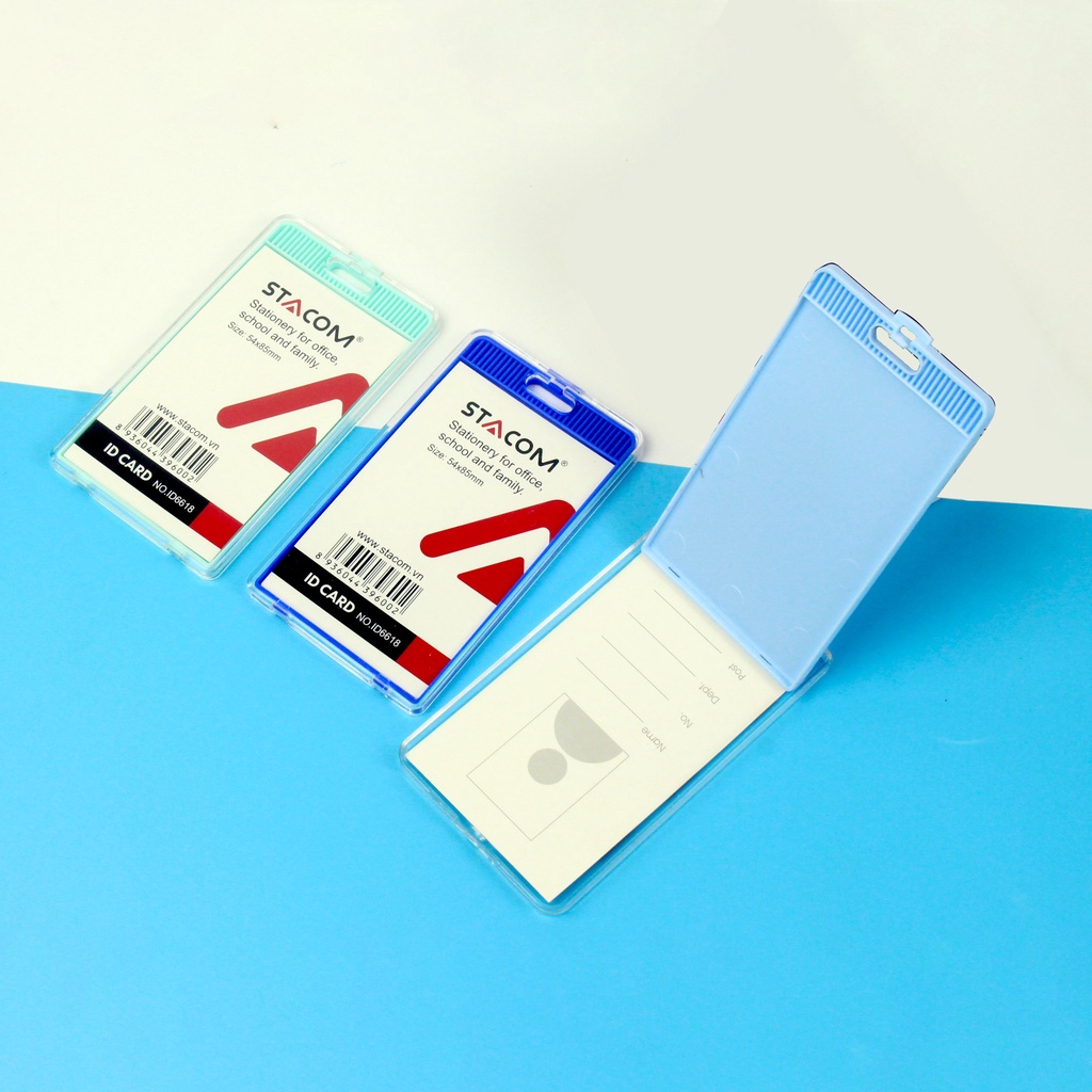 Transparent PS plastic name tag, vertical format, card size 54 x 85mm ...