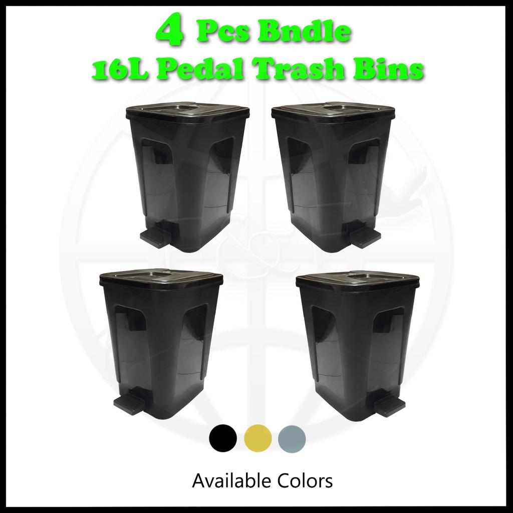 4 Pcs. Bundle 16 L Pedal Trash Bin Promo_FnF | Shopee Philippines