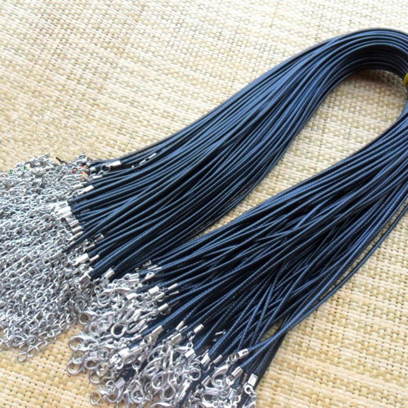 Black leather cord wax rope chain necklace | Shopee Philippines