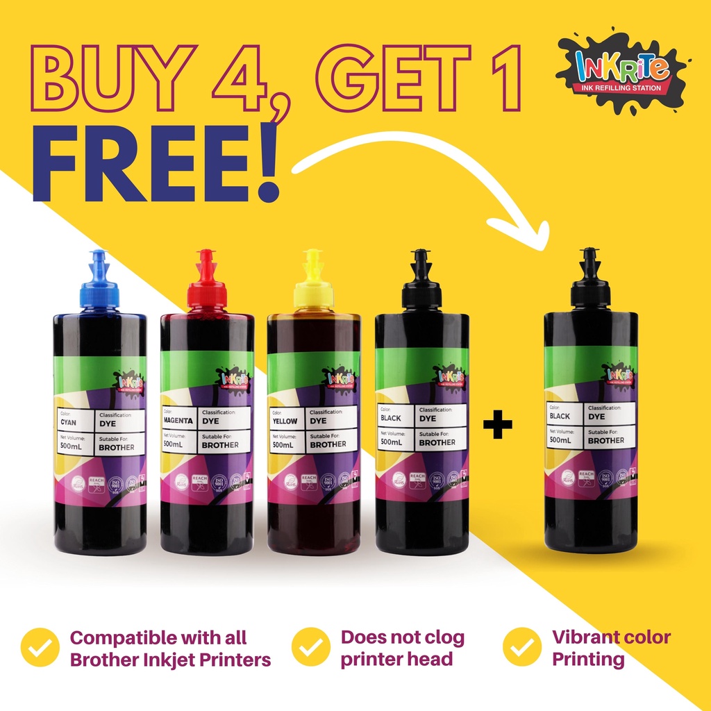 Inkrite Ink For Brother Inkjet Printers 500 Ml | Shopee Philippines