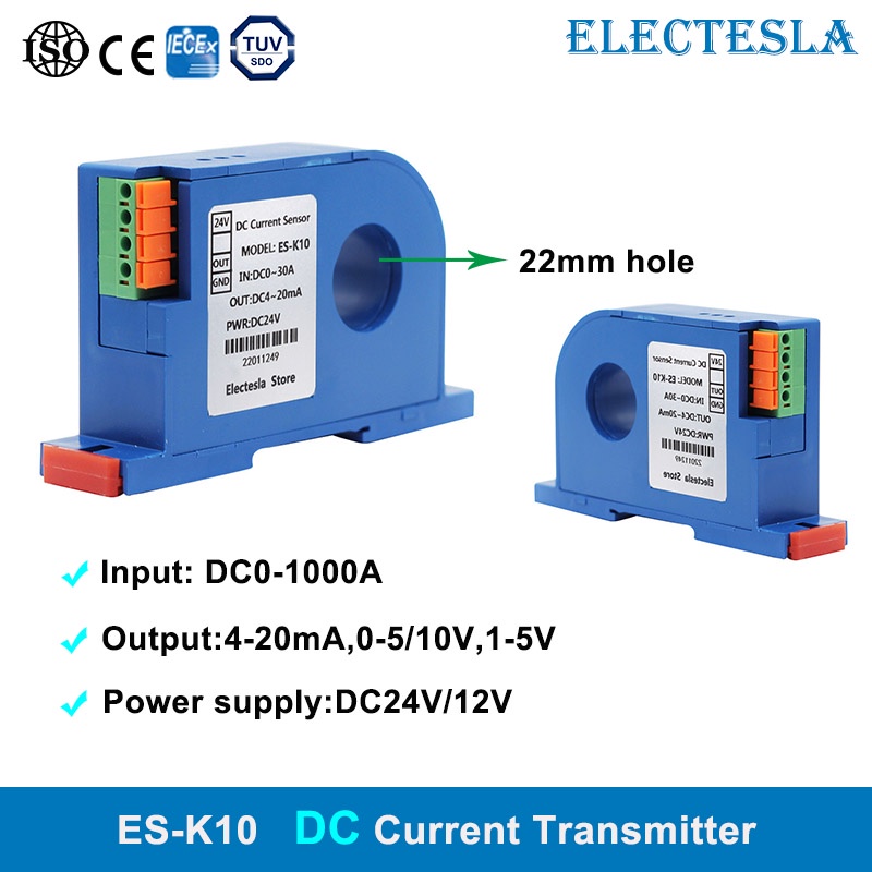ES-K10 Hall Effect Current Sensor Signal Isolation Current Transmitter ...