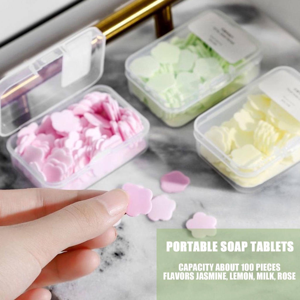 100pcs/BOX Travel Hand-washing Hand-washing Petal Paper Soap Disposable ...