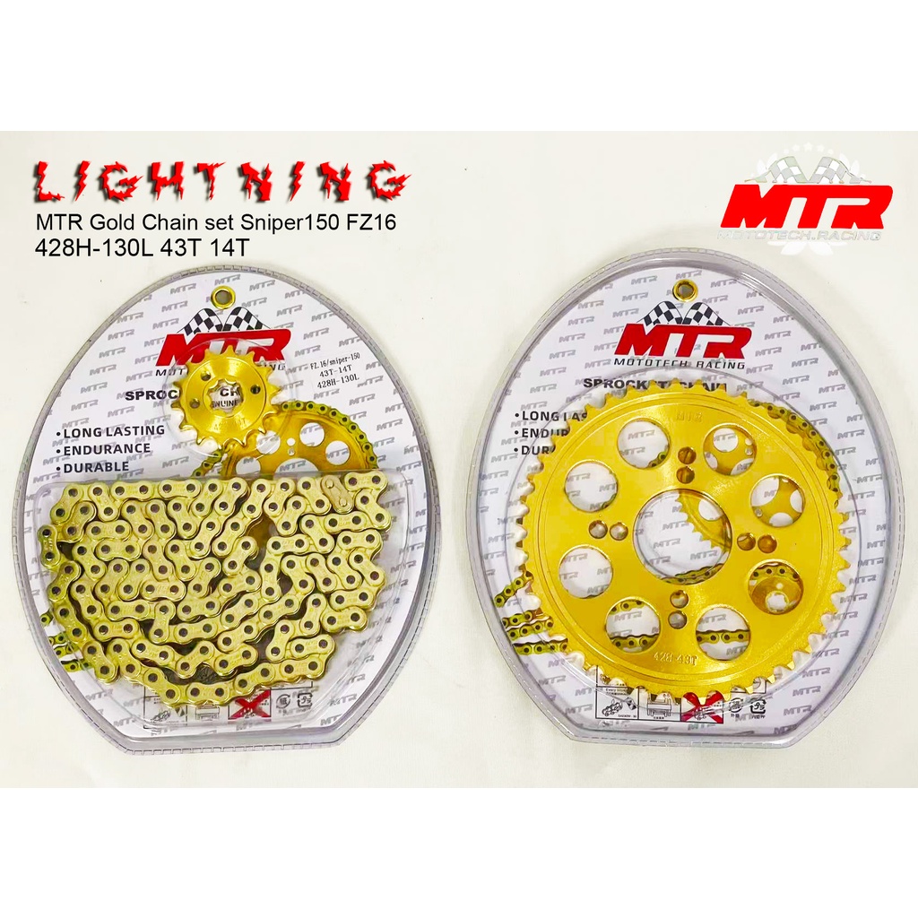 MTR Gold Chain set Raider150 2in1 Sniper150 XRM125 Smash C100 | Shopee ...
