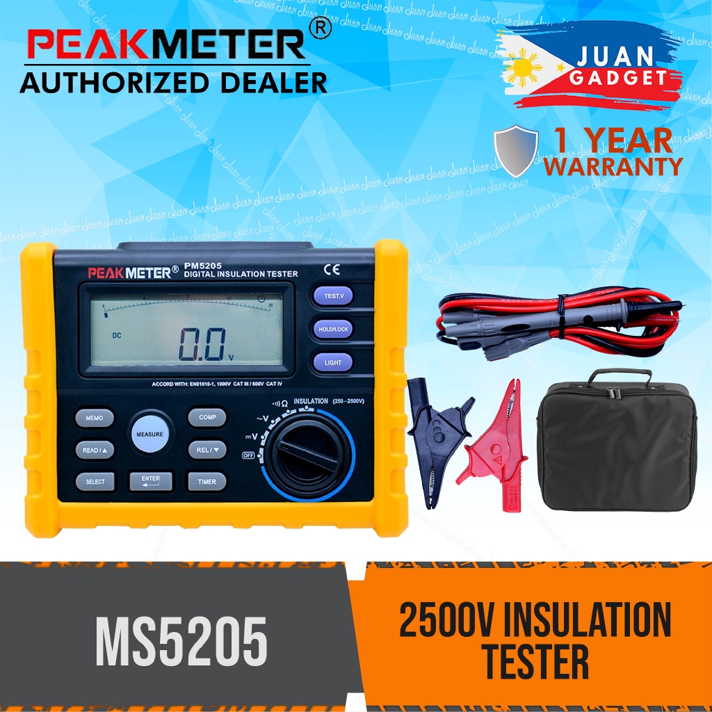 PeakMeter MS5205 Analog & Digital 2500V Megger | Shopee Philippines