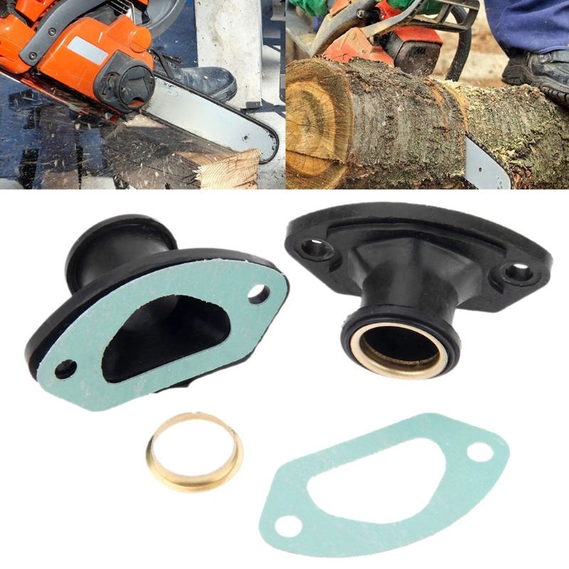 PCF* 2 Sets Chainsaw Parts Exhaust Intake Manifold With Ring & Gasket ...