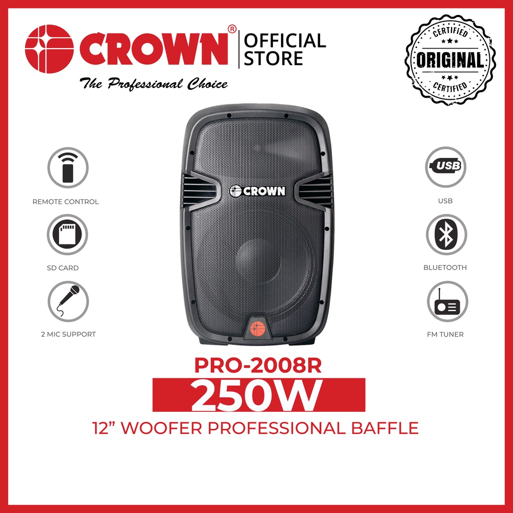 CROWN PRO-2008R 12" WOOFER PROFFESIONAL BAFFLE (SOLD AS 1 PIECE ...