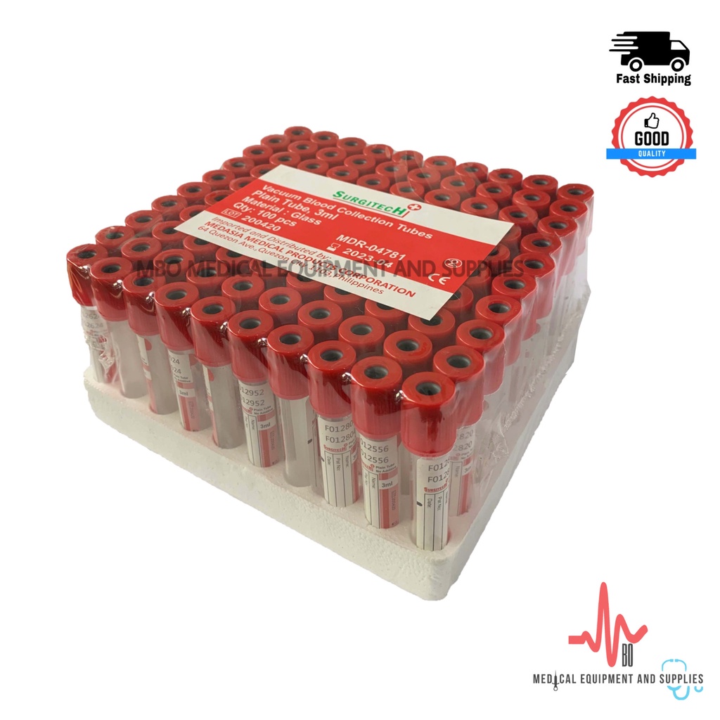 Blood Collection Tube Plain Red Top Tube Glass - 3ml, 5ml, 10ml ...