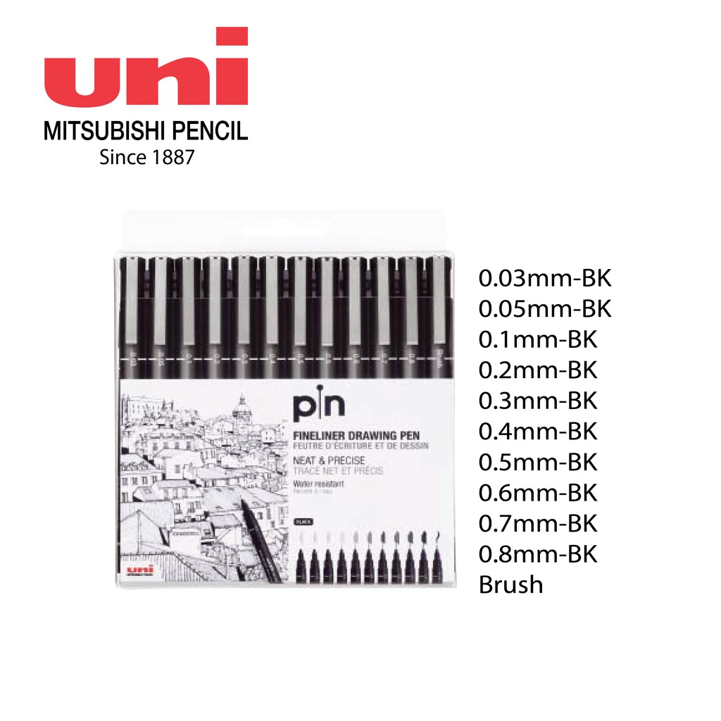 Uni Pin Pigment Ink Technical Drawing Pen Set Pin 200 | Shopee Philippines