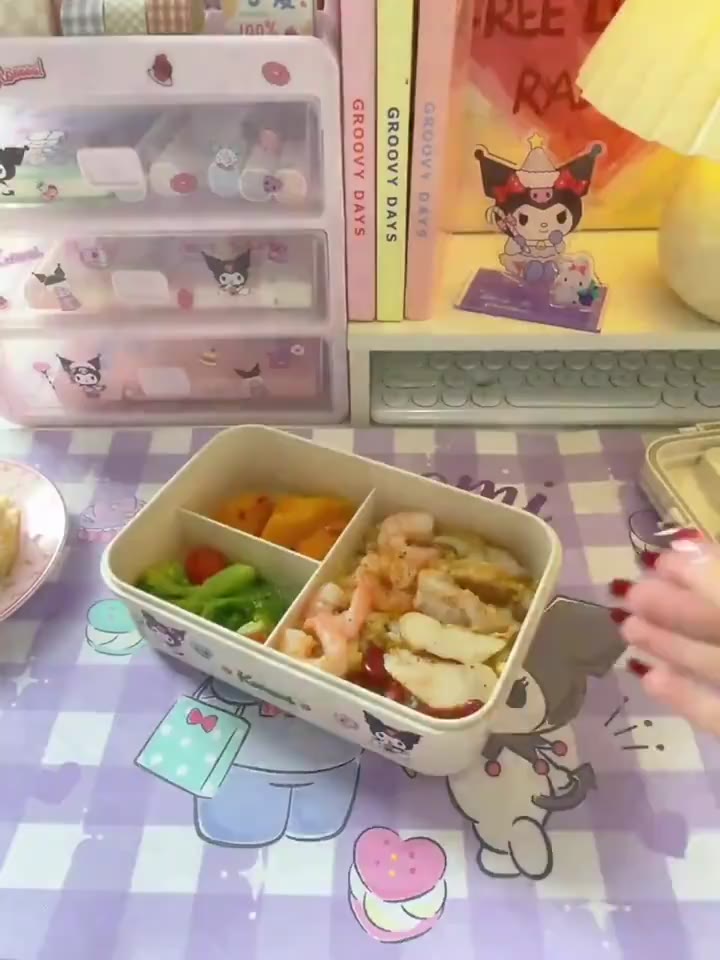 Kuromi Lunch Box Bento Box Kawaii Anime Cinnamoroll My Melody Sealed ...