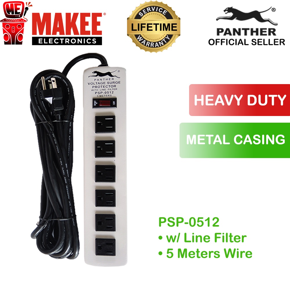 Panther PSP-0512 6 Gang Extension Cord w/ Switch and 5 Meter Wire w ...