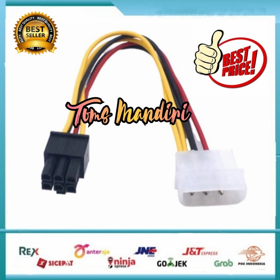 Molex male splitter to 6 pin male vga 4 pin Power Supply cable | Shopee ...