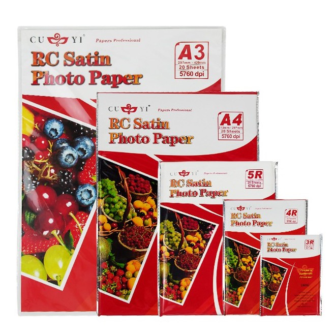 (5packs)RC Satin photo paper All size(A3/A4/5R/4R/3R) 260gsm Cuyi Brand ...