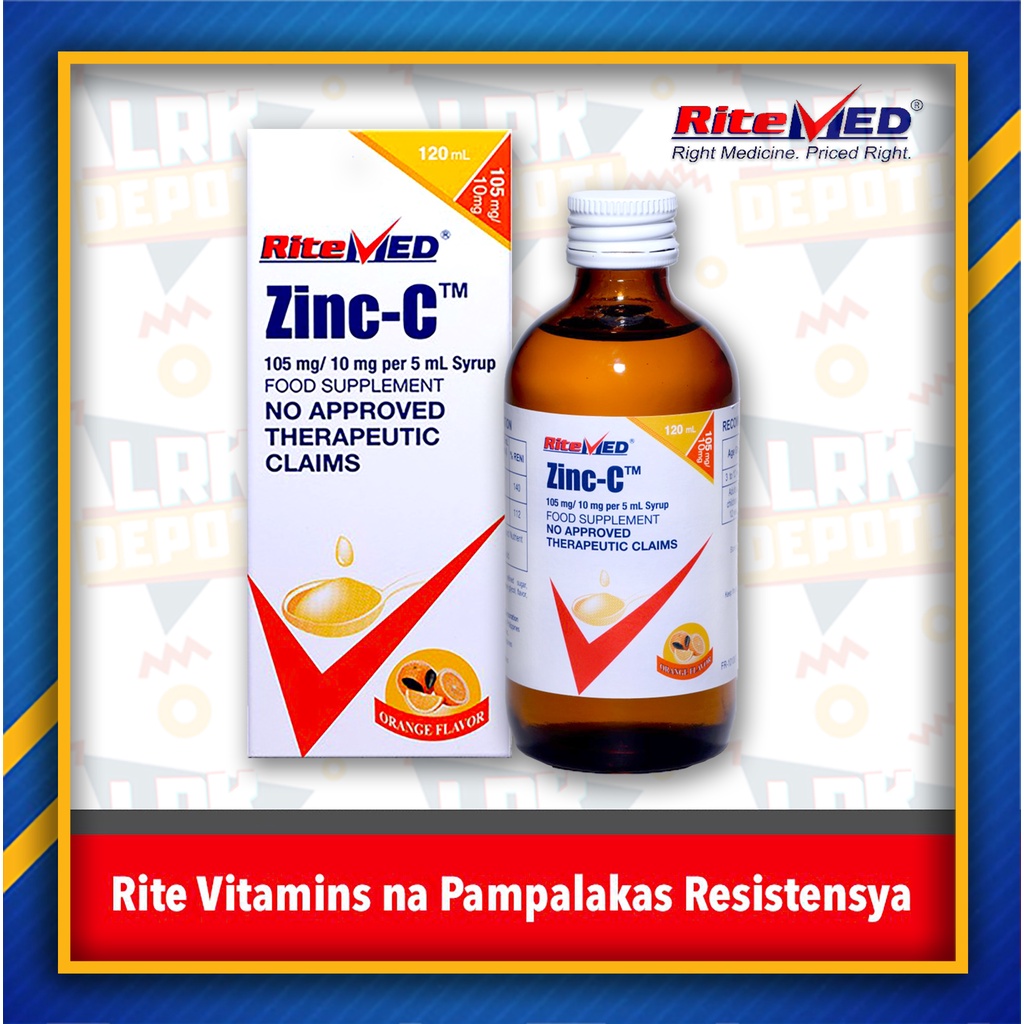 RM Zinc-C Ascorbic acid + Zinc Syrup (120mL) Vitamin same Ceelin Plus ...