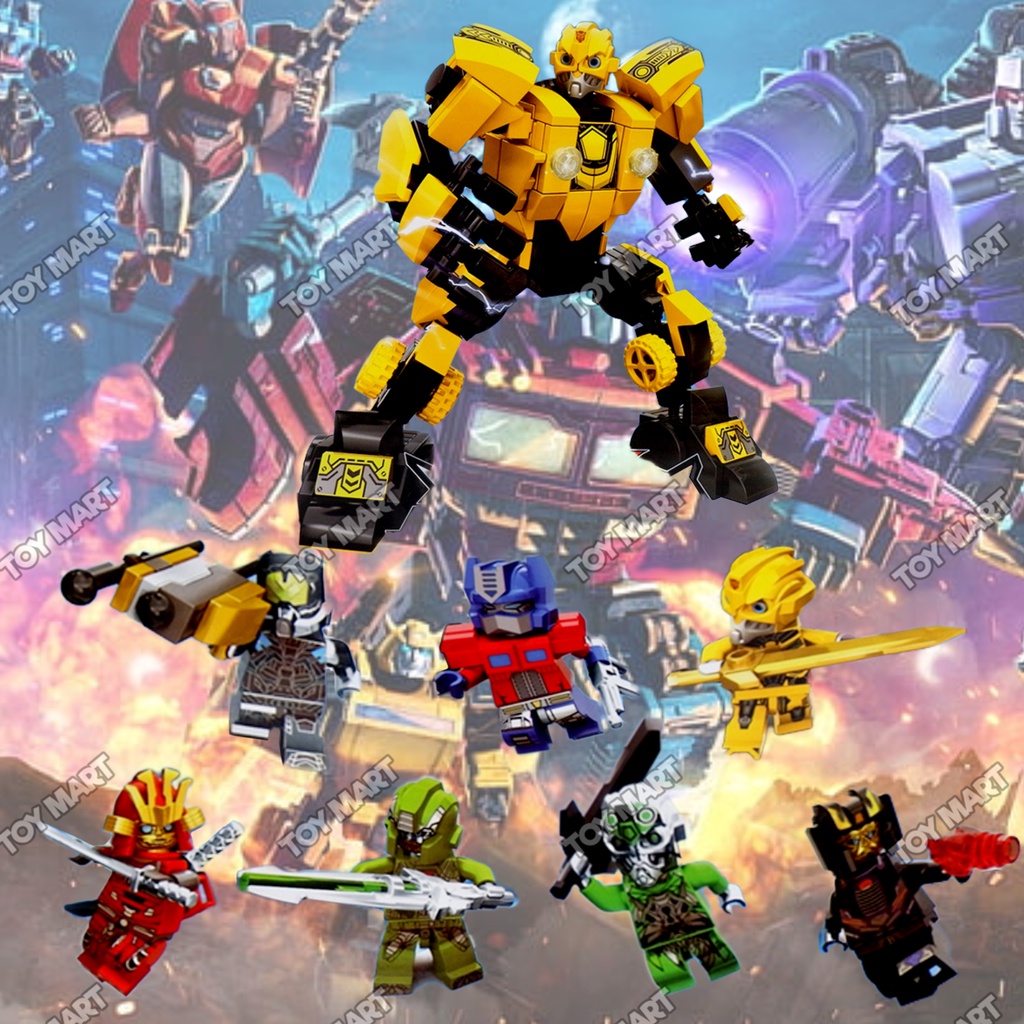 Transformer 8 in 1 Famous Blocks Compatible Minifigures Bumble Bee ...