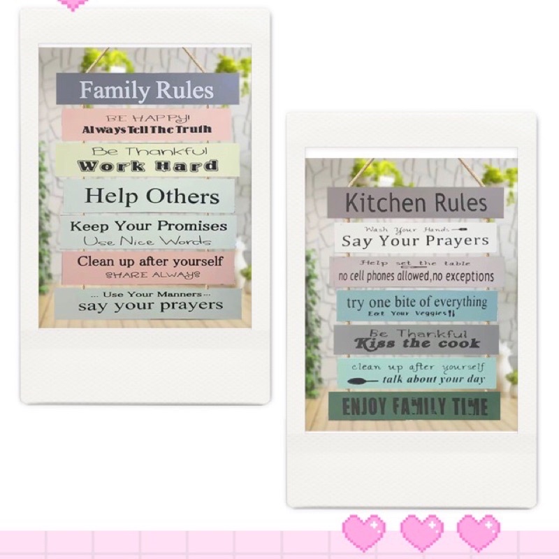 Family Rules and Kitchen Rules Size: 27x15inches | Shopee Philippines