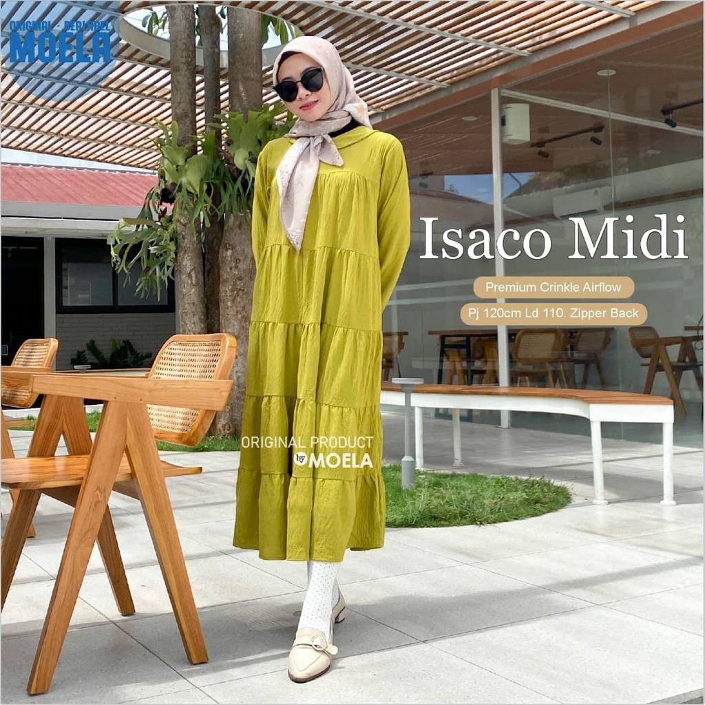Isaco MIDI dress premium crinkle airflow PJ 120 Chest Width 110 Zipper back | Shopee Philippines