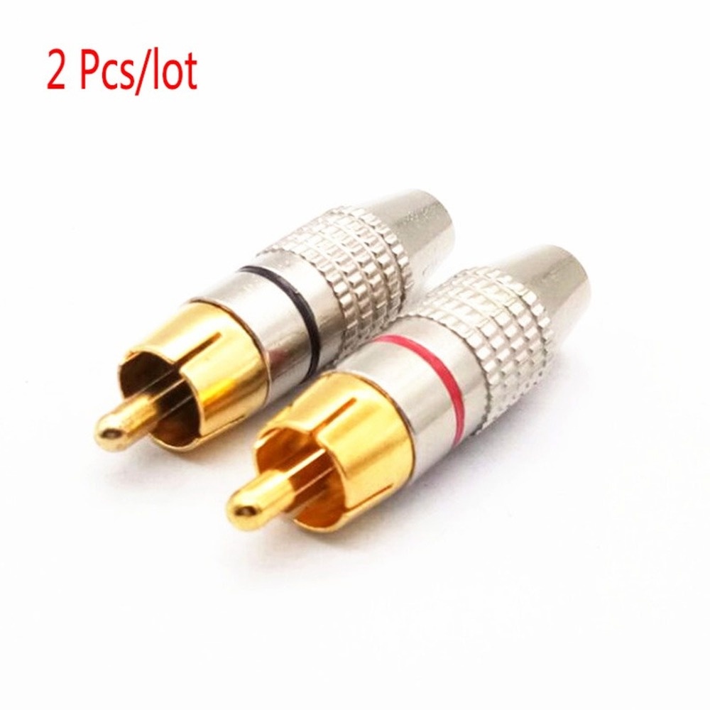 Gold RCA Male Plug Non Solder Audio Video Adapter Connector Male to ...