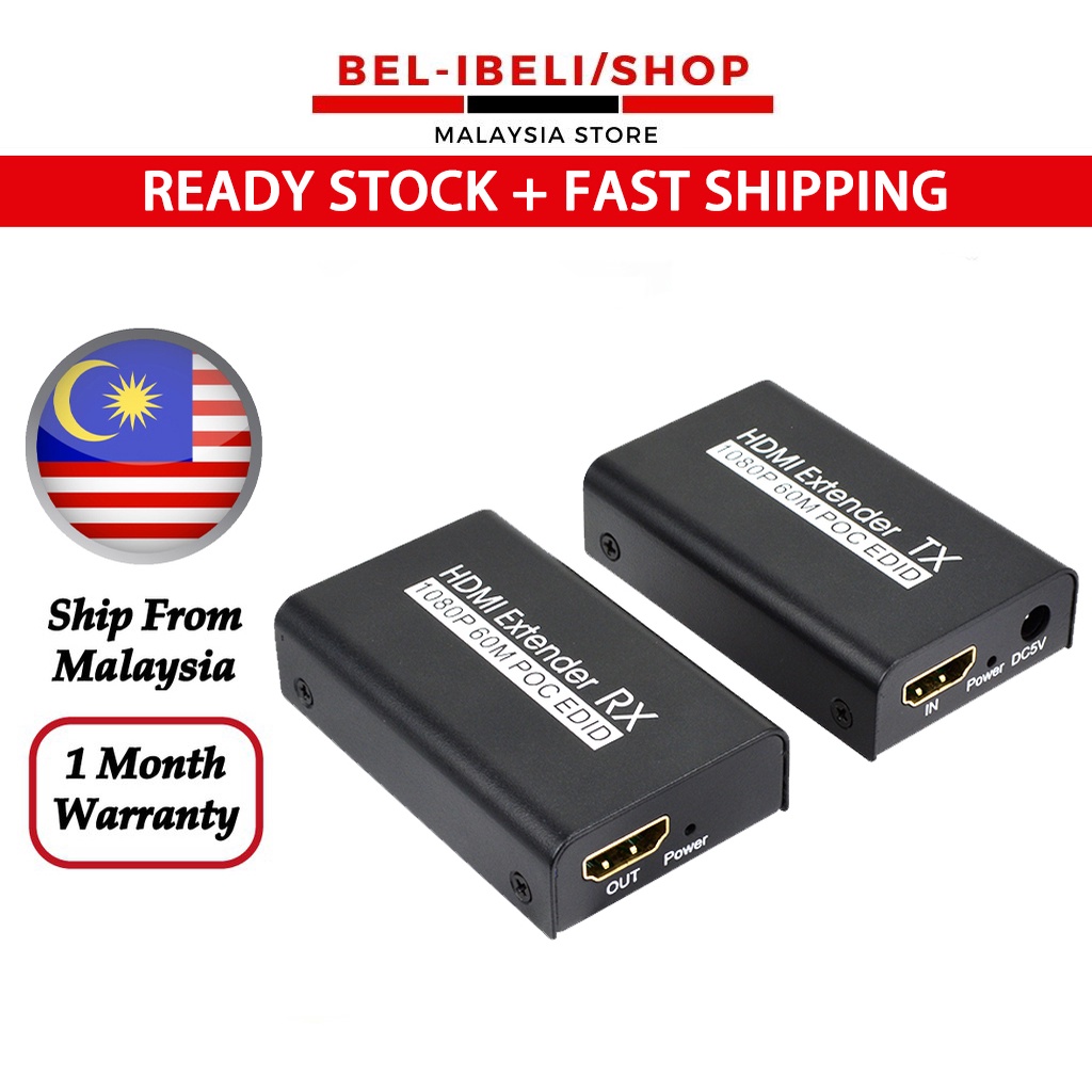 60M HDMl Extender 1080p HDMl HD Transmitter Receiver Repeater HDMl RJ45 ...