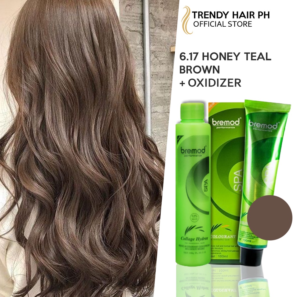 Original Bremod Hair Color 6.17 Honey Teal Brown + Oxidizer | Shopee ...