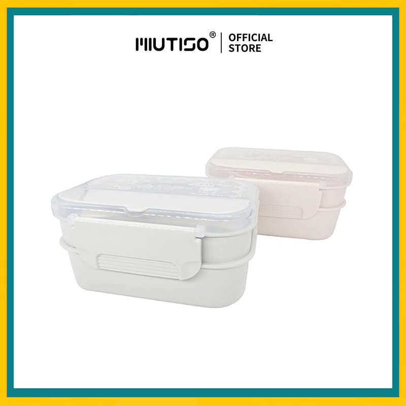 Miutiso Double-Layer Food Container Bento Lunch Box 2In1 Compartment ...