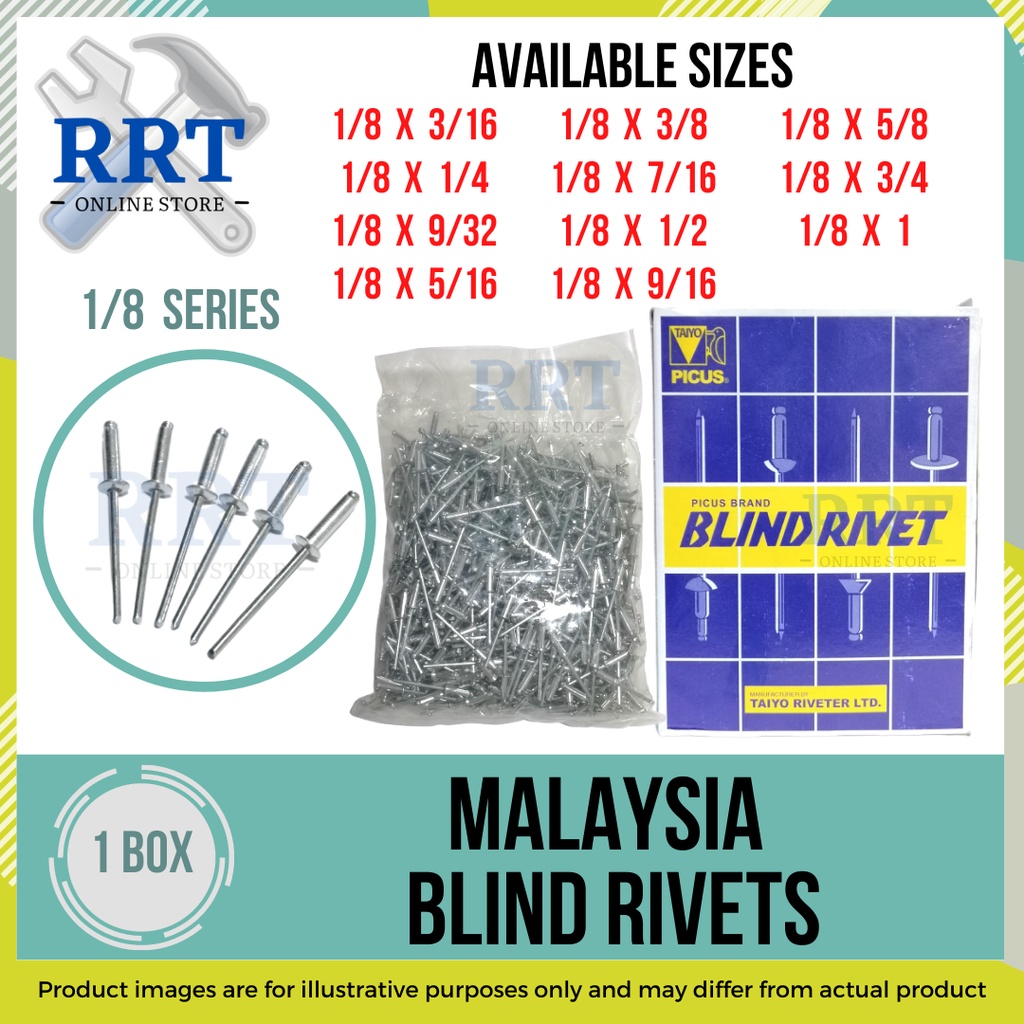 Malaysia Aluminum Blind Rivets Per Box (1/8 Series) | Shopee Philippines