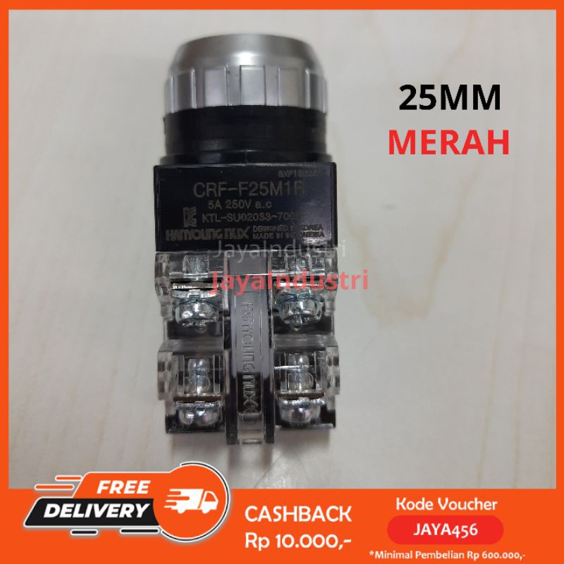 MERAH Push Button 25mm Red/Hanyoung Push Button CRF-F25M1R/Push Button ...