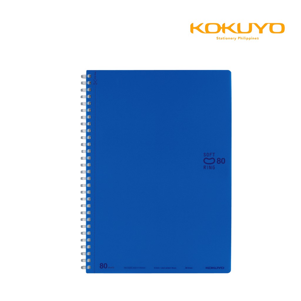 Kokuyo SU-SV308BT-B Soft Ring Notebook, 80 Sheets, B5, Blue, Lined Dots ...