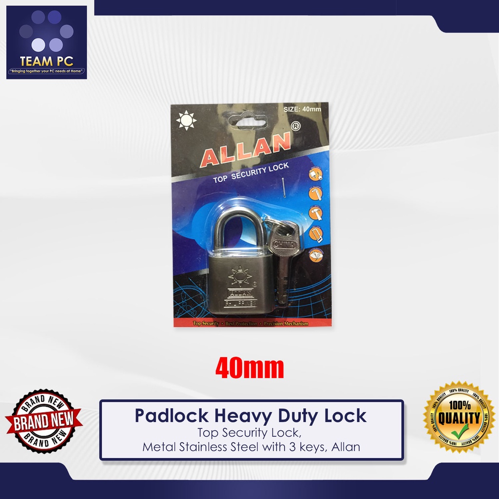 Padlock Heavy Duty Lock, Top Security Lock, Metal Stainless Steel with ...