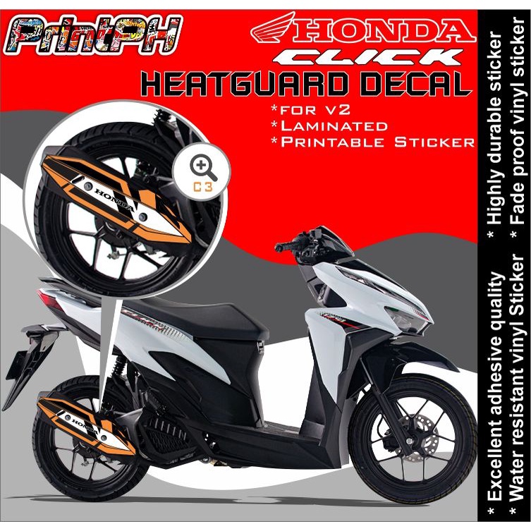 Heatguard Decals Sticker for Honda Click v2 (Printed and Laminated ...
