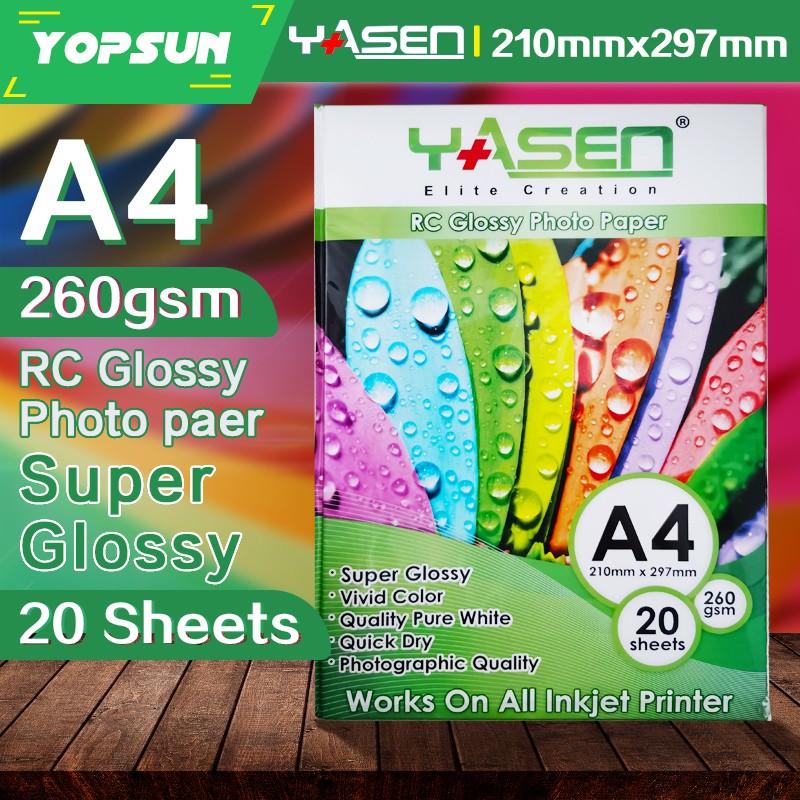 Yasen Rc Satin/Glossy/Linen/Rough Satin Photo paper 260Gsm A4 Size ...