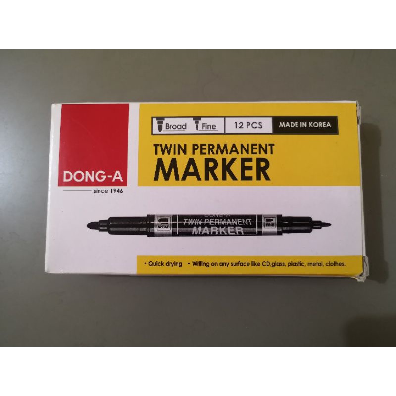 dong-a twin permanent marker 2 tip sold per box 12s Pentel pen | Shopee ...