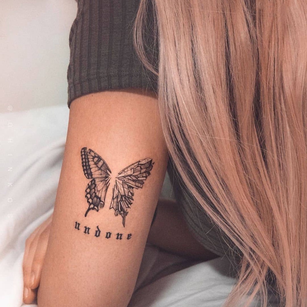 Dark Butterfly Tattoo Paste Waterproof Female Arm Girl Heart Chest Sexy ...