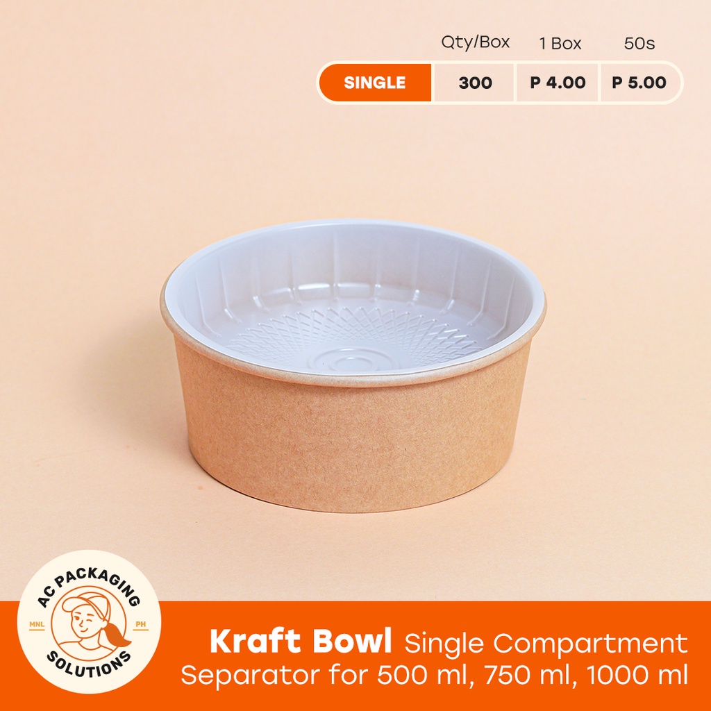 (50 pcs) Divider ONLY for Kraft Bowls 500 ml, 750 ml, 1000 ml | Shopee ...