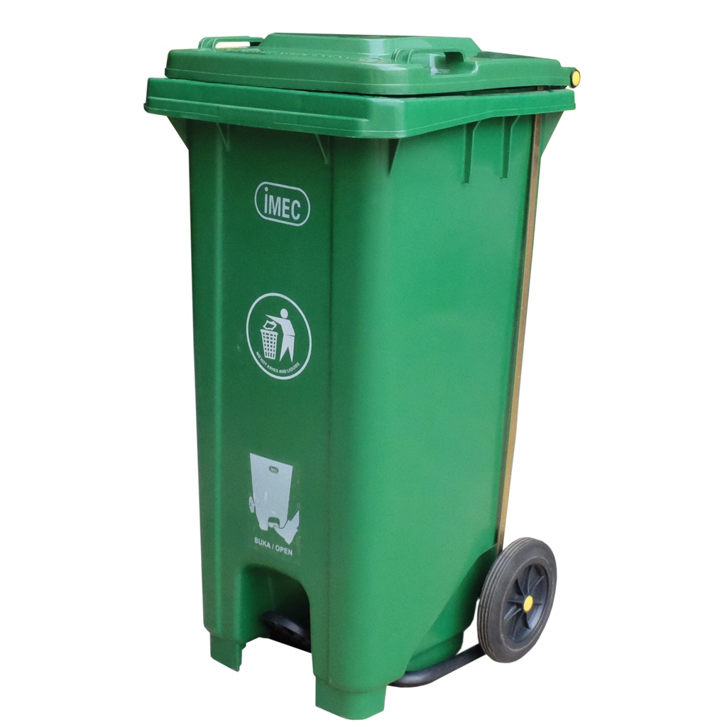 IMEC Step 120, Heavy Duty Two Wheel Mobile Rubbish Bin, 120L (Green ...