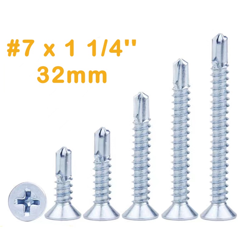 500PCS Hardiflex Screw Flat Head Self Tapping Screw Job Screw #7x 3/4 ...