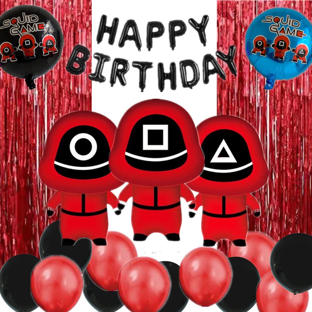 Squid Game Theme Aluminum Foil Birthday Party Background Needs ...