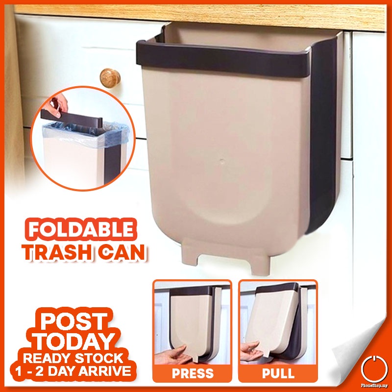 FOLDABLE Dustbin Trash Garbage Basket Hanging Kitchen Waste Bin For ...