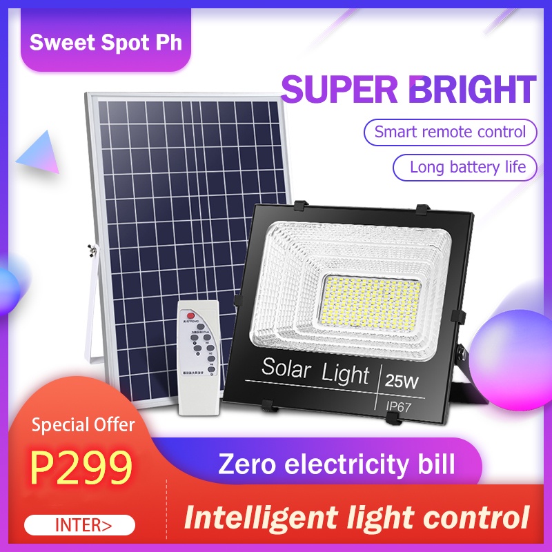 Solar Led Outdoor Flood Light Street Lamp IP66 Waterproof With Remote ...