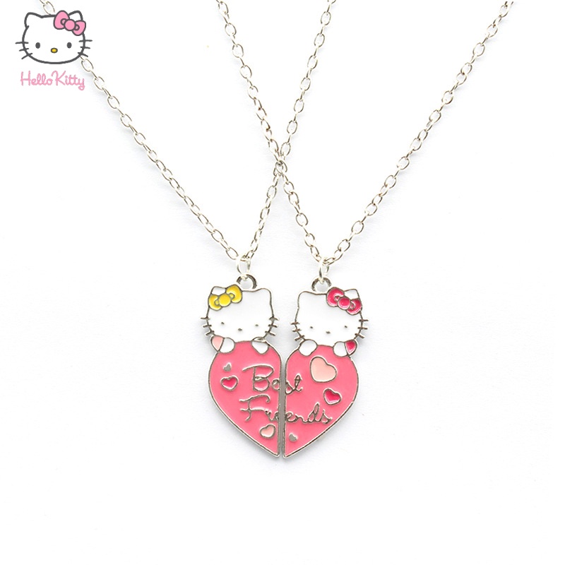 Hello Kitty Couple Necklace Cartoon Sanrio Cute Creative Stitching Love ...