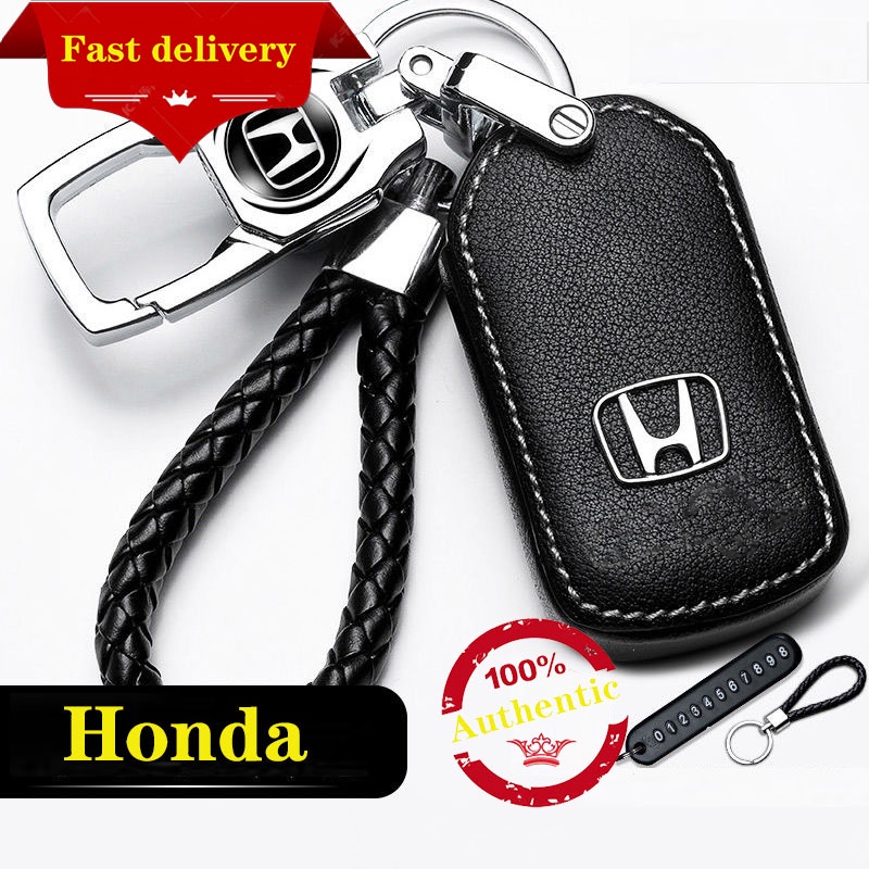 Honda Leather Key Cover Case keychain For HRV Jazz BRV CRV City Accord ...
