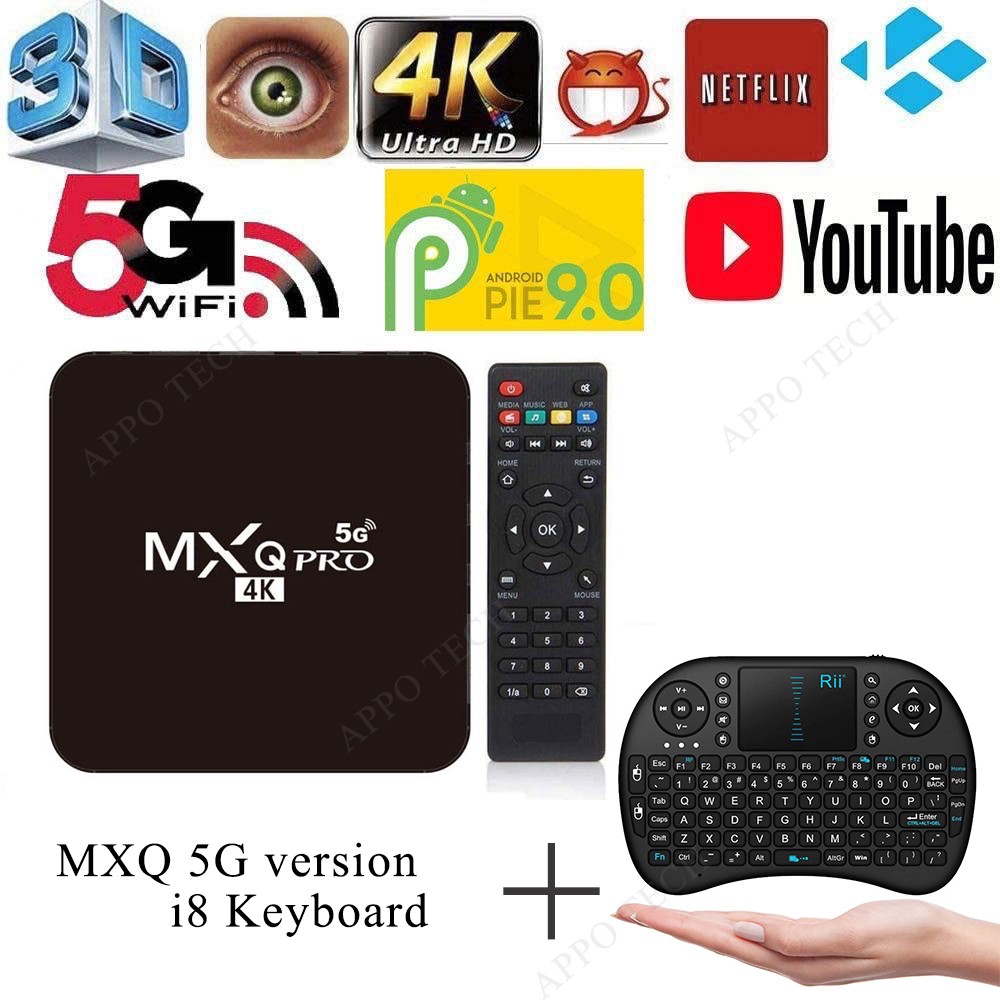 MXQ 5G 4K Android Ultra HD TV Box + I8 Mini Keyboard 2.4GHz color with Touchpad TV BOX 5G ...