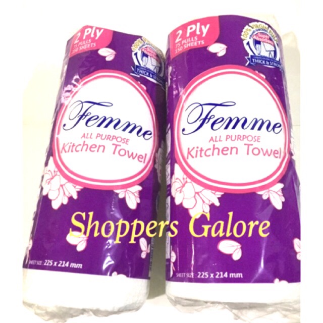 FEMME ALL PURPOSE KITCHEN TOWEL 2-ply 150 sheets SOLD PER PACK | Shopee ...