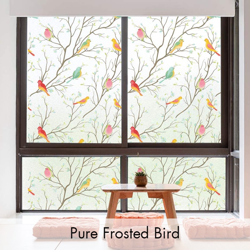 Privacy Window Film sticker opaque non-adhesive pure frosted bird ...