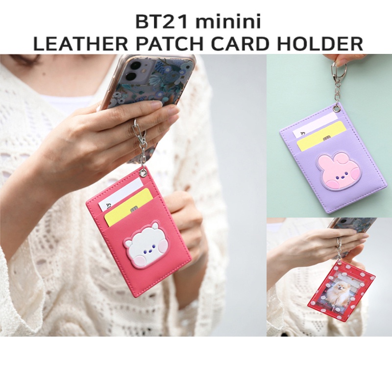 BT21 Minini PU Leather Patch Card Holder Photo Holder Official Authentic | Shopee Philippines