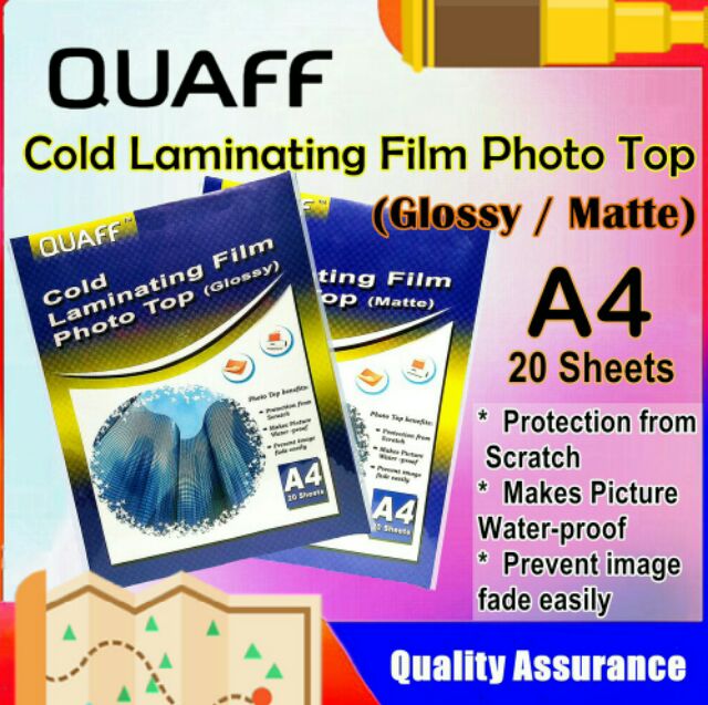 QUAFF COLD LAMINATING FILM PHOTO TOP （GLOSSY,MATTE,GLITTER） 20sheets ...