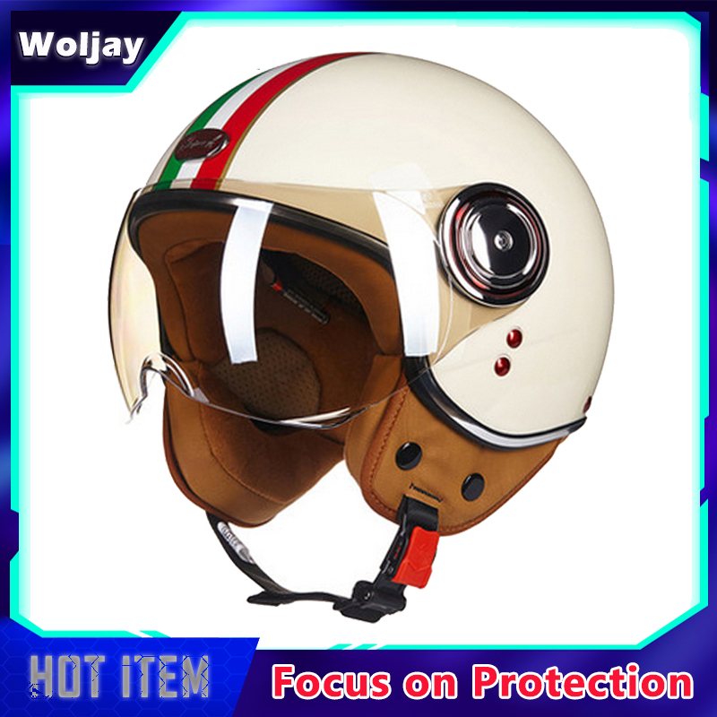 BEON Vintage Motorbike Open Face Helmet Jet Ruby Helmet Protective ...